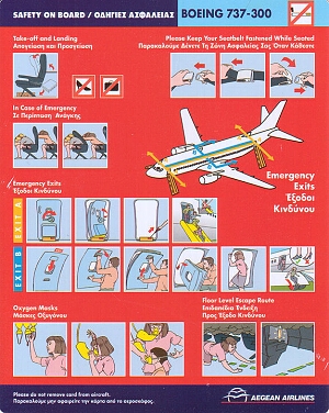 AIRLINE SAFETY CARDS FROM AIRLINES WORLDWIDE