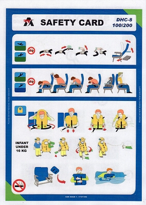 AIRLINE SAFETY CARDS FROM AIRLINES WORLDWIDE