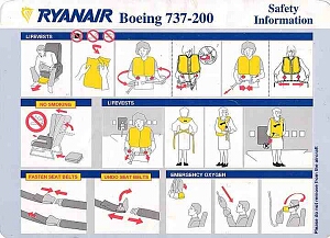 AIRLINE SAFETY CARDS FROM AIRLINES WORLDWIDE